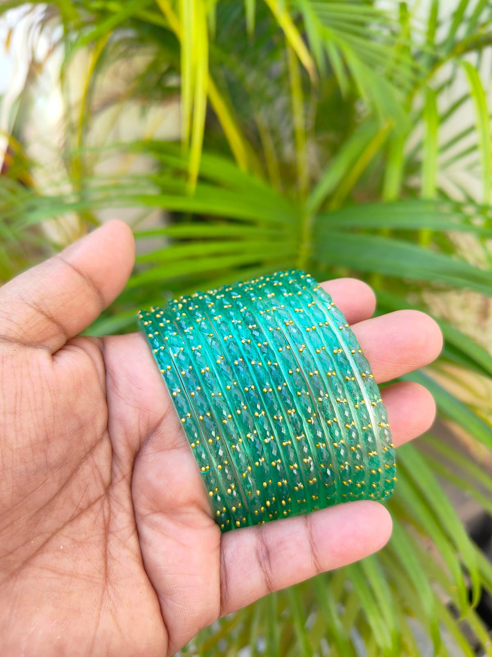 Crystal Raindrop Glass Bangles-Sea blue – Adhithi Bangles