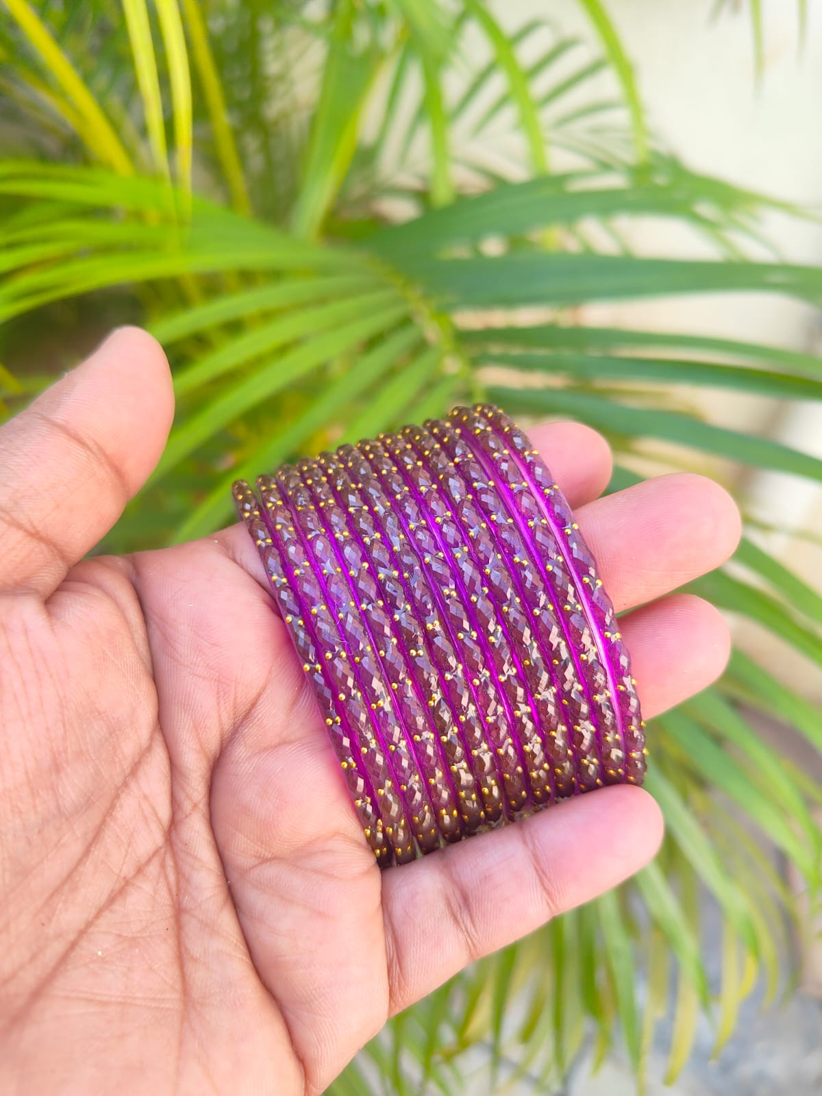 Crystal Raindrop Glass Bangles-Purple – Adhithi Bangles