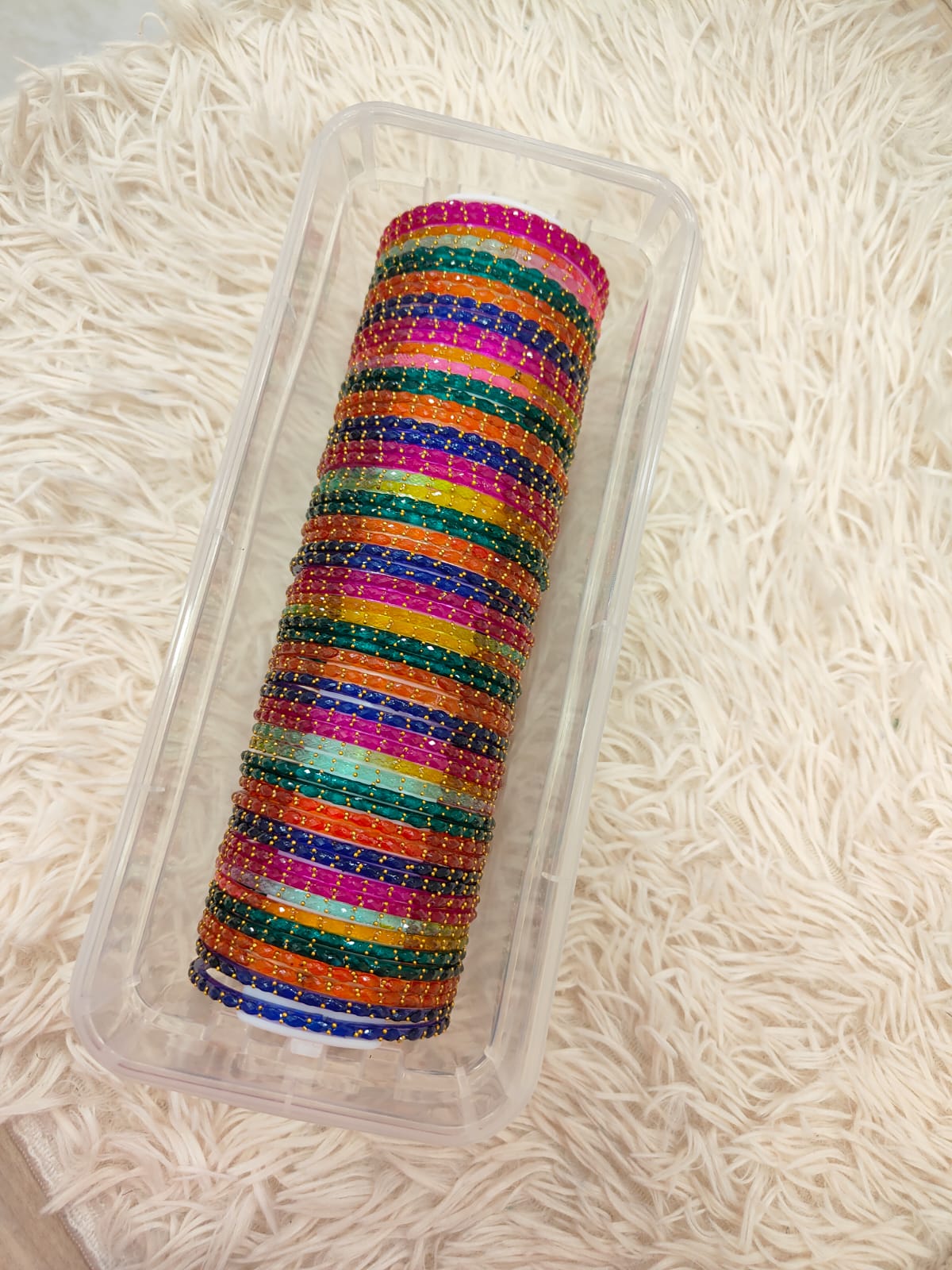 Raindrop glass bangles 5 dozen valaikappu mixing – Adhithi Bangles