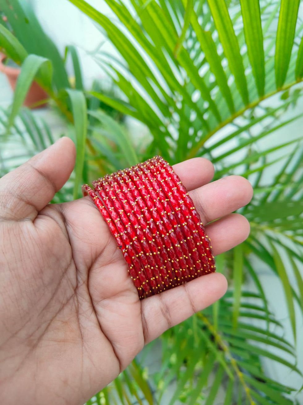 Crystal Raindrop Glass Bangles-Red – Adhithi Bangles
