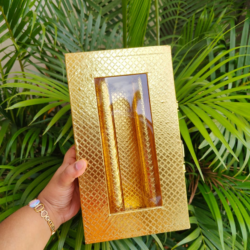 Glossy Golden color fancy two line bangles organizer box – Adhithi Bangles